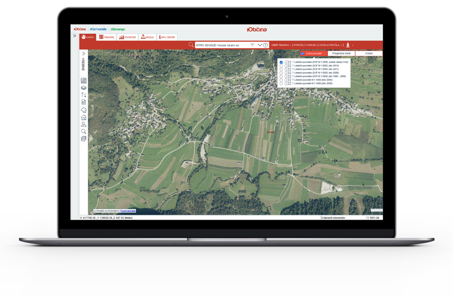 Novi ortofoto posnetki – iObčina – spletni GIS